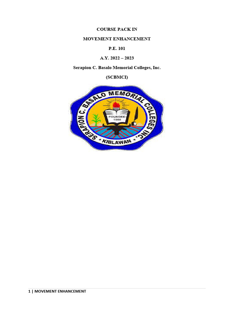 PE 101 Course Pack 2023 | PDF | Skeletal Muscle | Anatomical Terms Of Motion