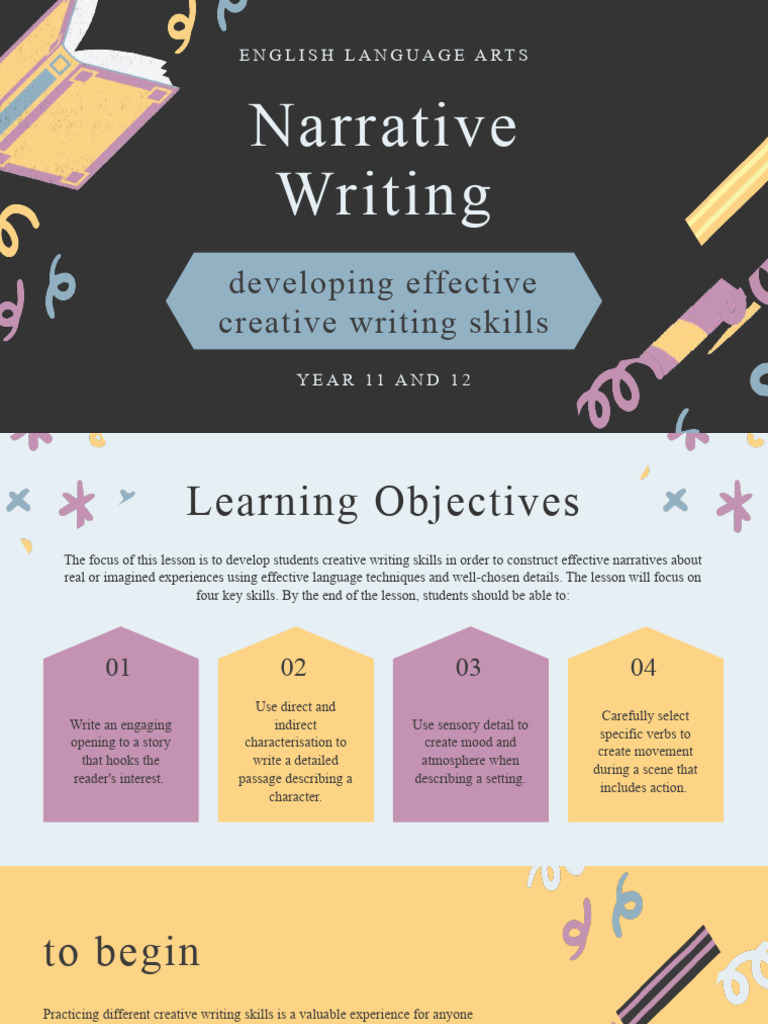 Narrative Creative Writing Skills English Presentation in Charcoal ...