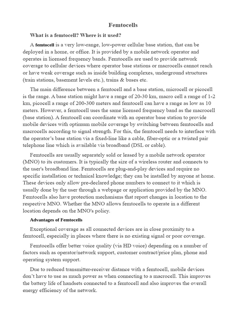 Femto | Download Free PDF | Wireless | Data Transmission