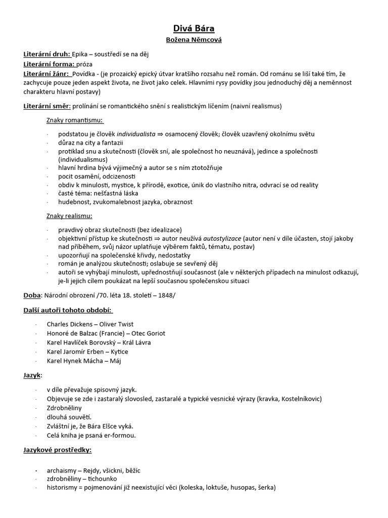 Divá Bára - Božena Němcová | PDF