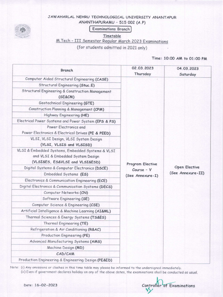 M.Tech 3rd Semester Exam Schedule 2023 | PDF | Embedded System ...
