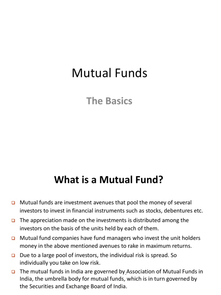 Mutual Funds: The Basics | PDF | Mutual Funds | Investor