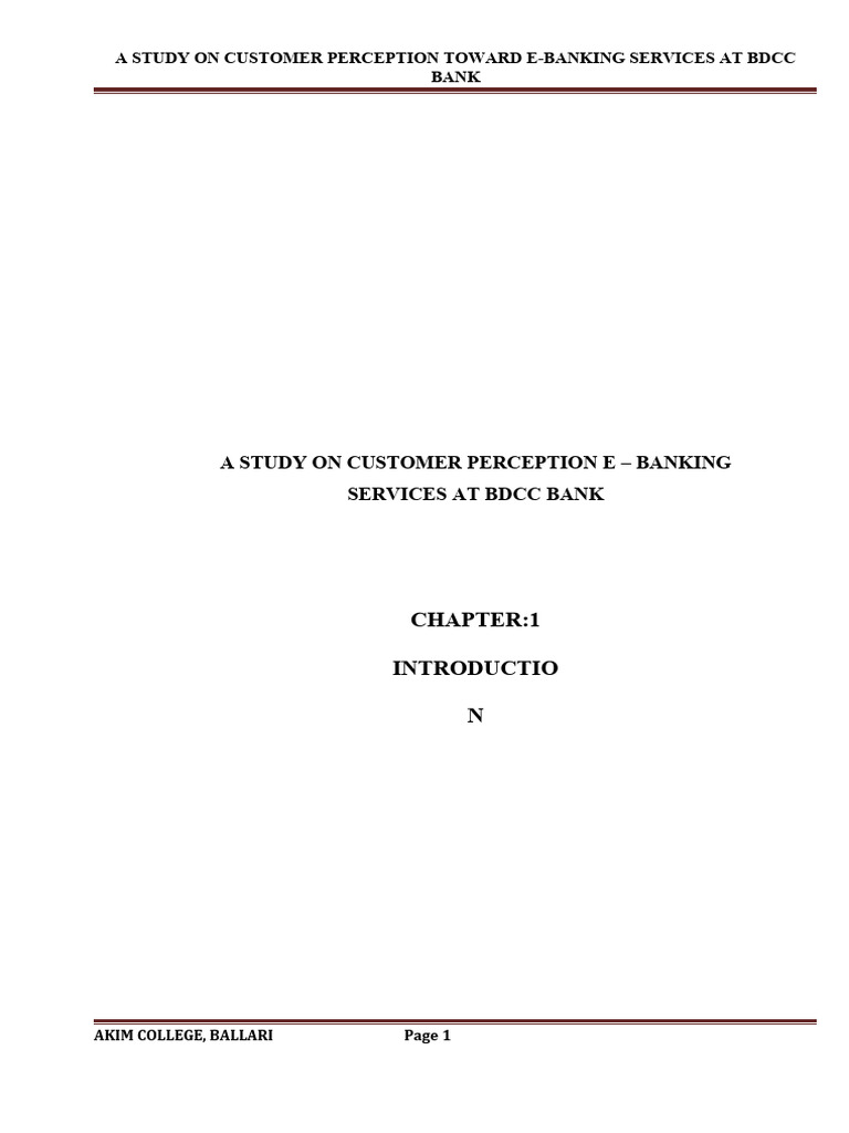 Customer Perception of BDCC E-Banking | PDF | Banks | Online Banking