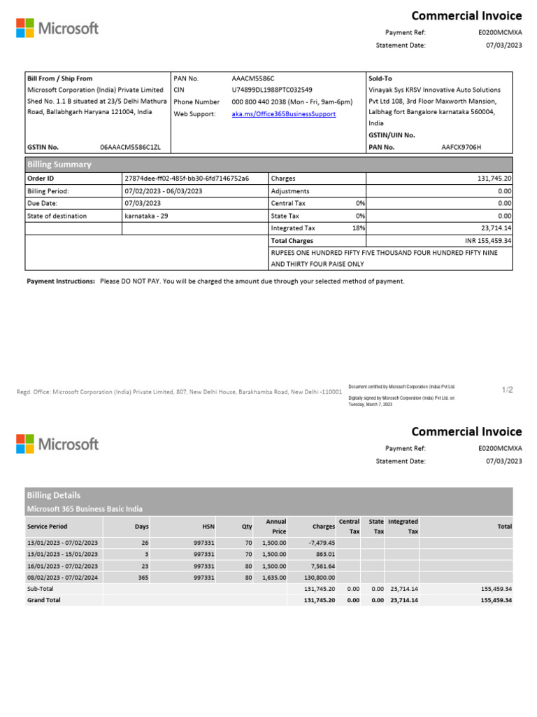 Microsoft Invoice 1 | PDF | Government Finances | Taxes