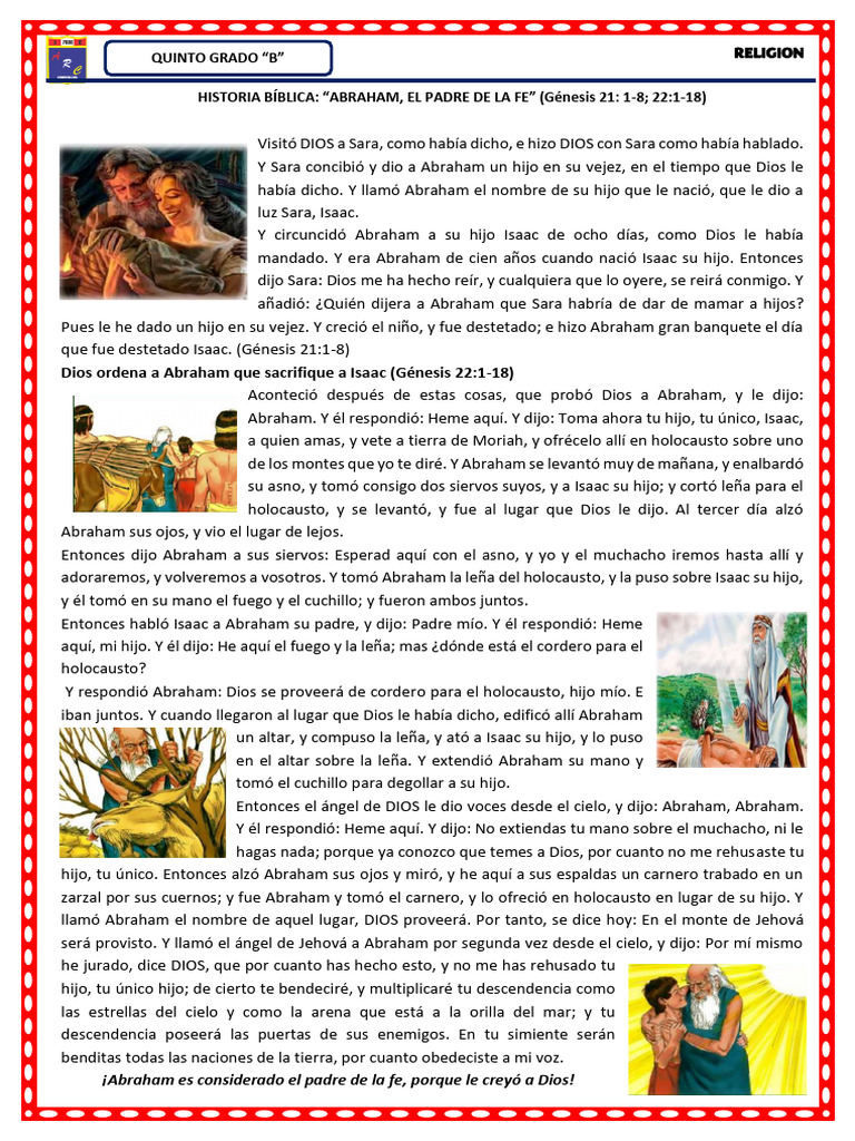 Ficha-Religion 05 | PDF | Abrahán | Sarah