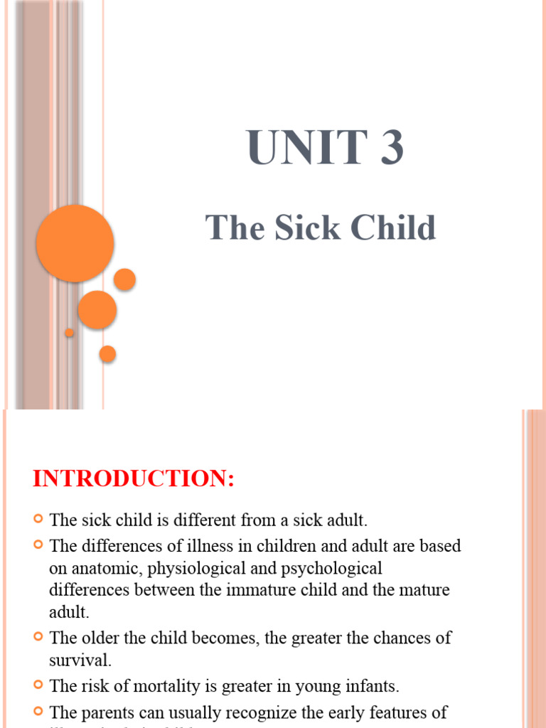 Unit 3 The Sick Child | PDF | Dose (Biochemistry) | Chemistry