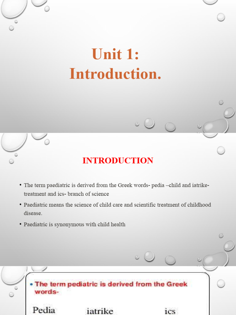 Unit 1 Introduction | PDF | Pediatrics | Nursing