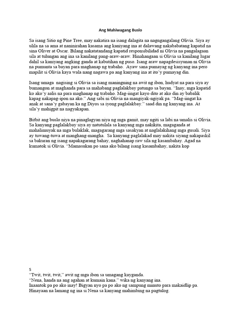 Ang Mahiwagang Buslo Story | PDF