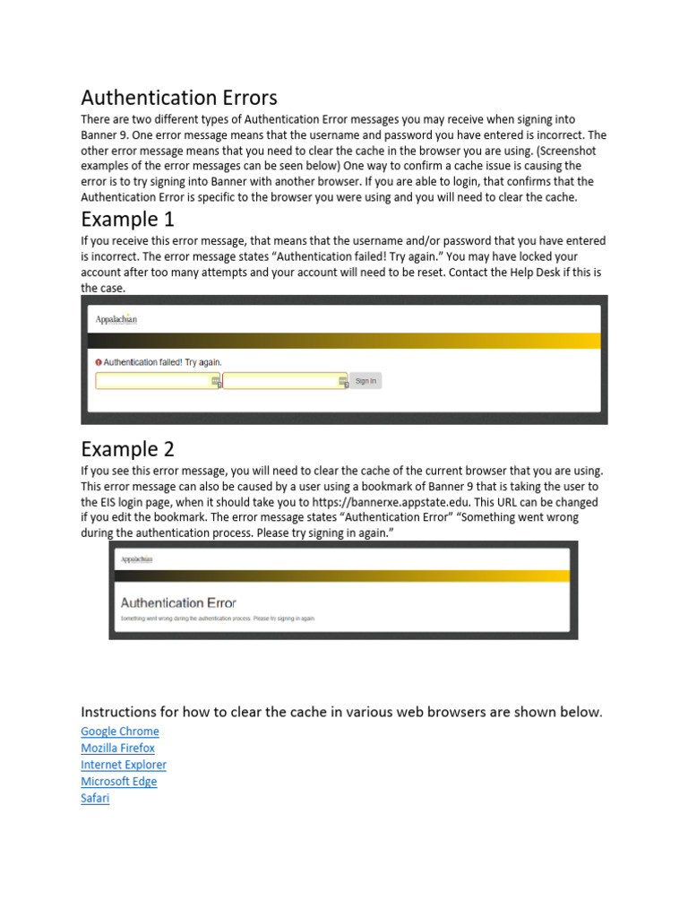 Authentication Errors | PDF | Information Technology | Internet Authentication Errors | PDF | Information Technology | Internet