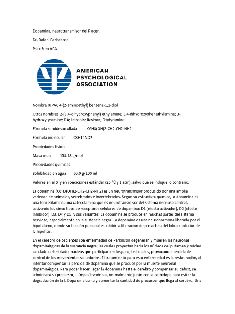 Dopamina Pdf Dopamina Neurociencia