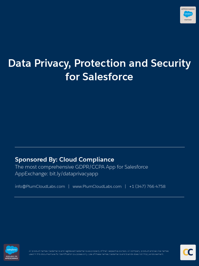 Data Security Protection Privacy Salesforce Cloud Compliance Appexchange e Book | PDF | Cloud ...