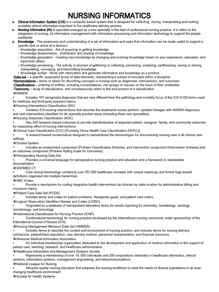 Nursing Informatics | PDF | Electronic Health Record | Nursing