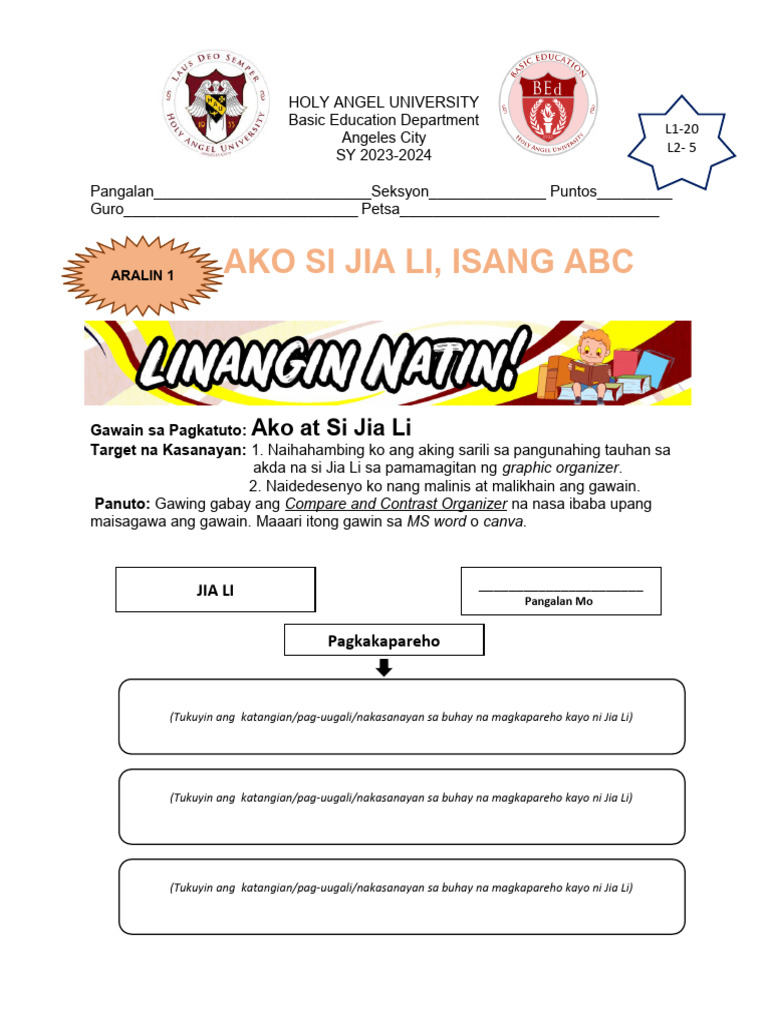 Ako Si Jia Li, Isang Abc: Akoatsijiali | PDF