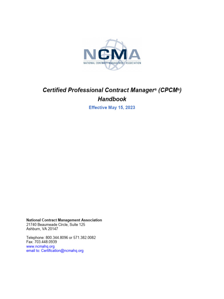 CPCM Handbook | PDF | Identity Document | Certification