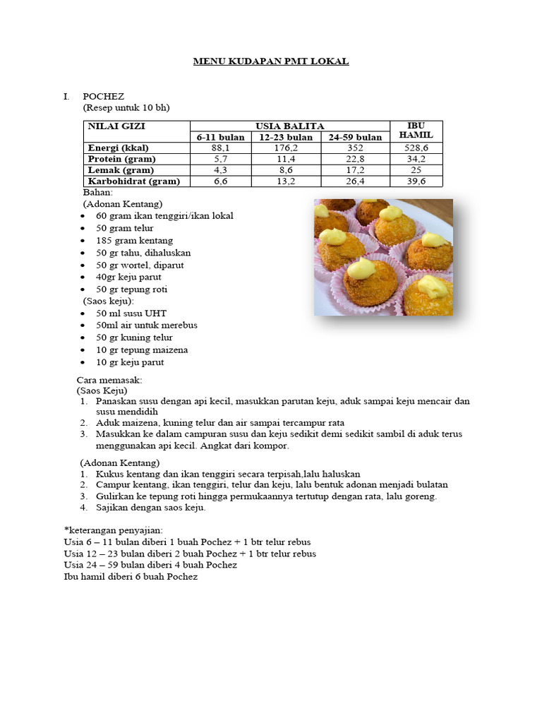 Menu Kudapan PMT Balita Sehat | PDF