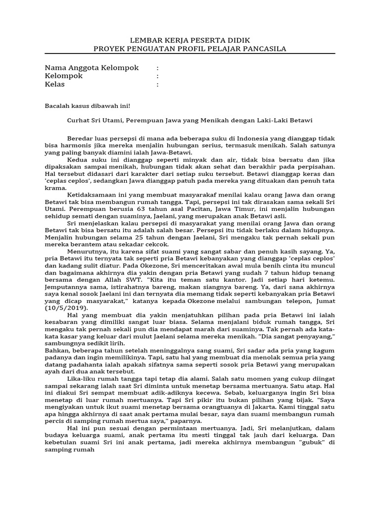 Lembar Kerja Peserta Didik P5 | PDF