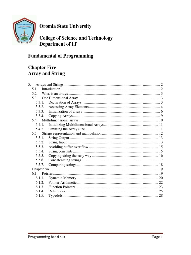 Chapter 5 Arrays And String And Ch6 Pointers Pdf Pointer Computer Programming String