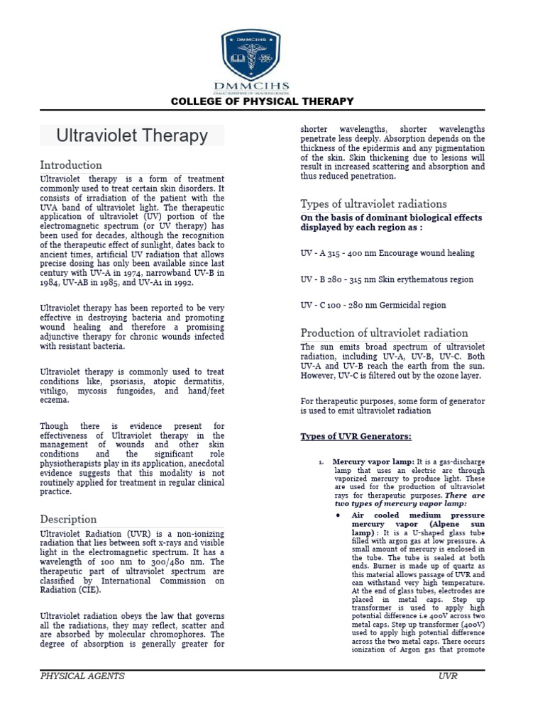 Notes On UVR | PDF | Ultraviolet | Radiation