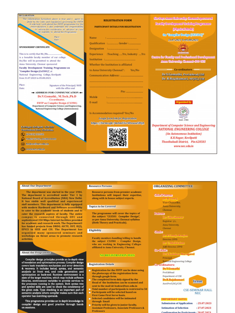 NEC CSE Compiler Design FDP Brochure | Download Free PDF | Compiler ... NEC CSE Compiler Design FDP Brochure | Download Free PDF | Compiler ...