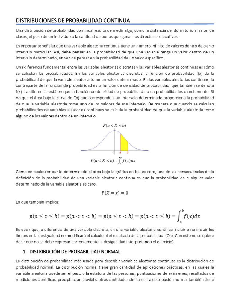 Distribuciones de Probabilidad Normal | PDF | Variable aleatoria | Distribución de probabilidad