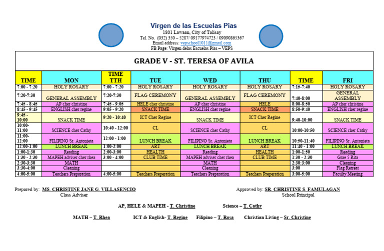 Class Schedule | PDF