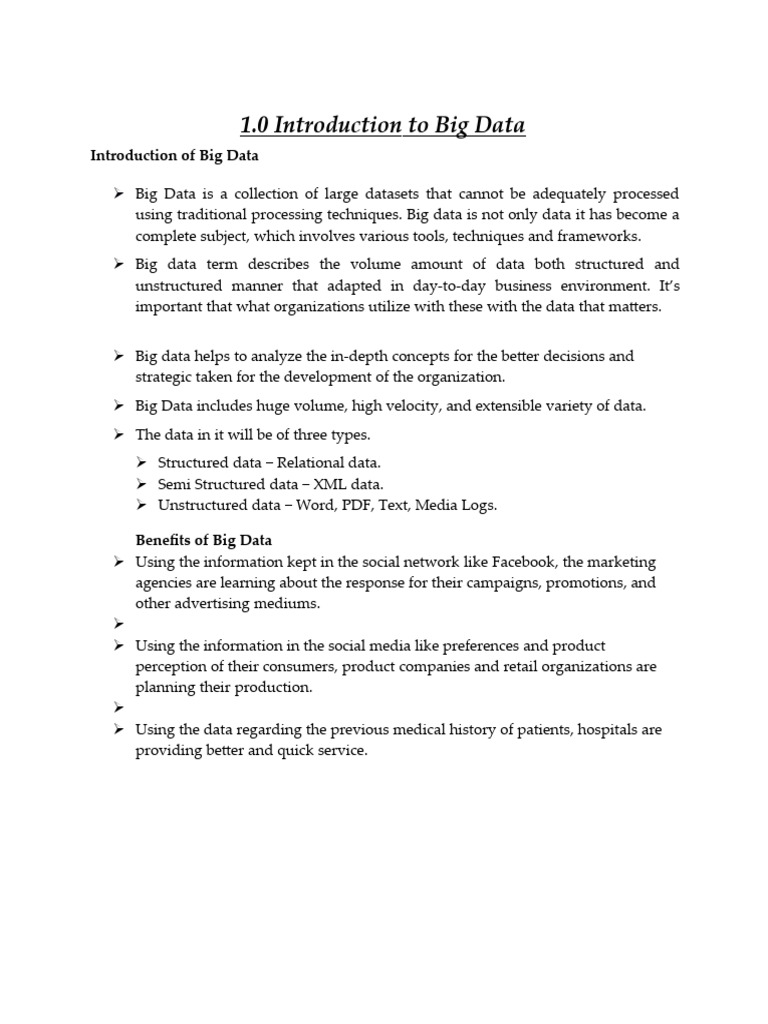 Unit 1 1 | PDF | Apache Hadoop | Big Data