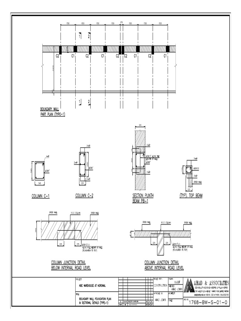 Boundary Wall Structure Drawings | PDF