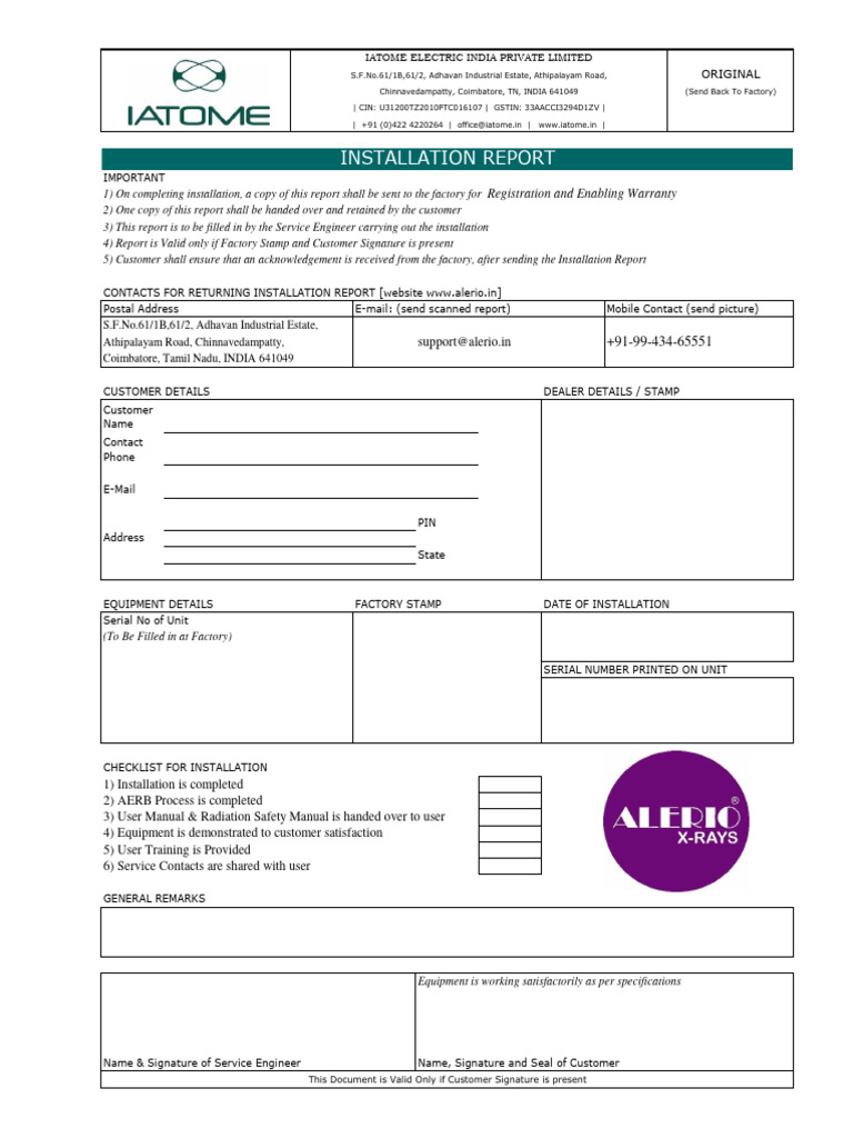 Installation Report Format | PDF | Service Industries | Computing
