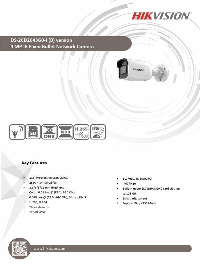 Datasheet of Bullet DS-2CD2043G0-I 20180211 | PDF | Camera Lens | Field ...