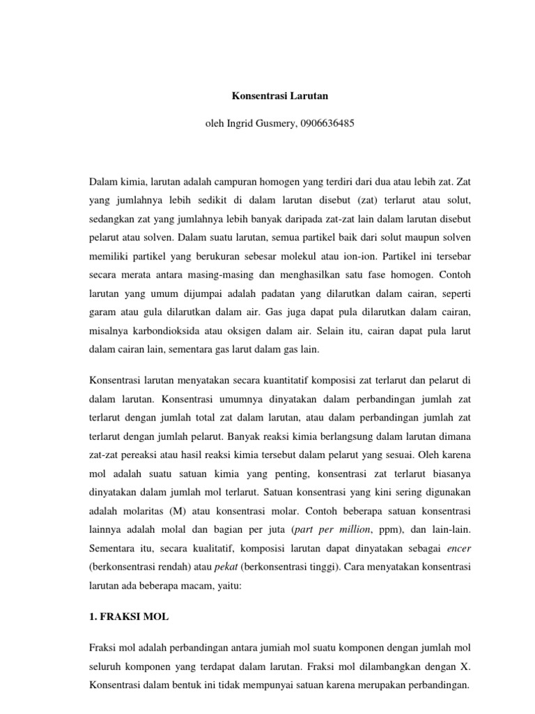 Konsentrasi Larutan | PDF