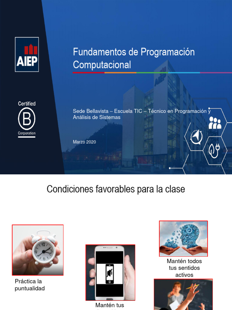 Fundamentos de Programación Computacional - Primera Clase TIC 2020-1 | PDF | Programación de ...