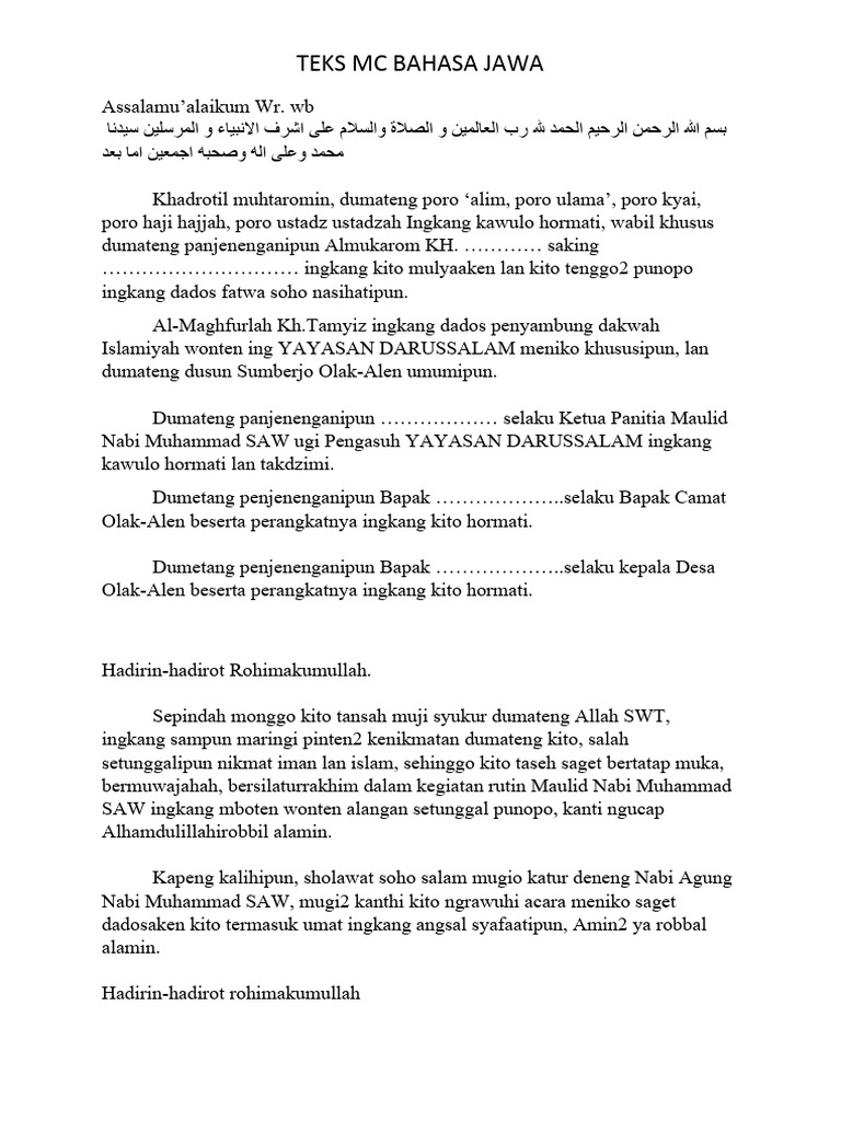 Teks MC Bahasa Jawa | PDF