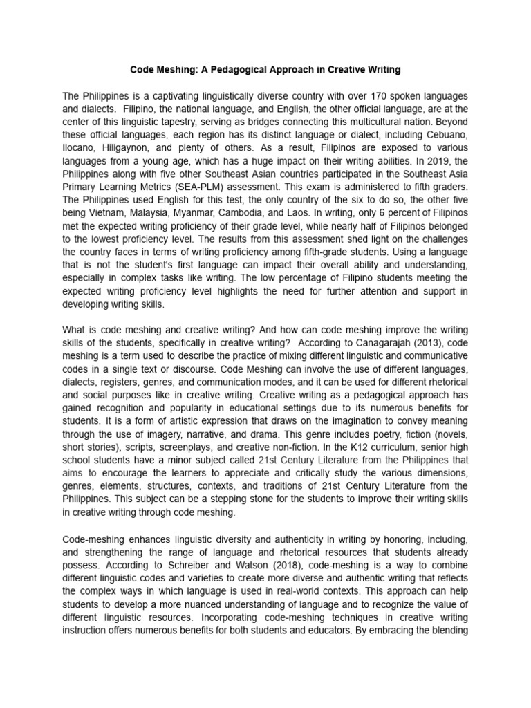 Enhancing Creative Writing Through Code Meshing | PDF | Pedagogy ...