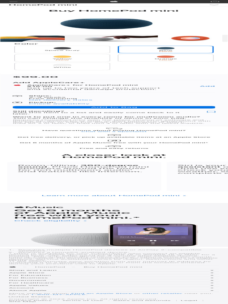 HomePod Mini - Blue - Apple | Download Free PDF | Apple Inc. | Ios