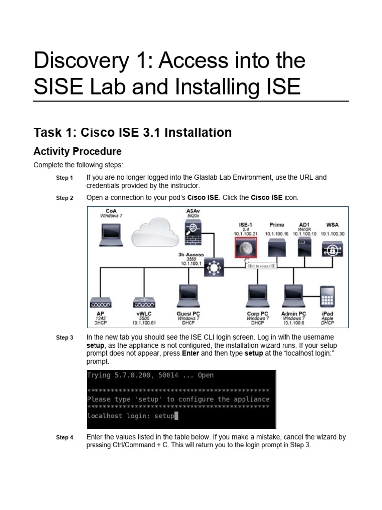 Discovery 1: Access Into The SISE Lab and Installing ISE: Task 1: Cisco ...