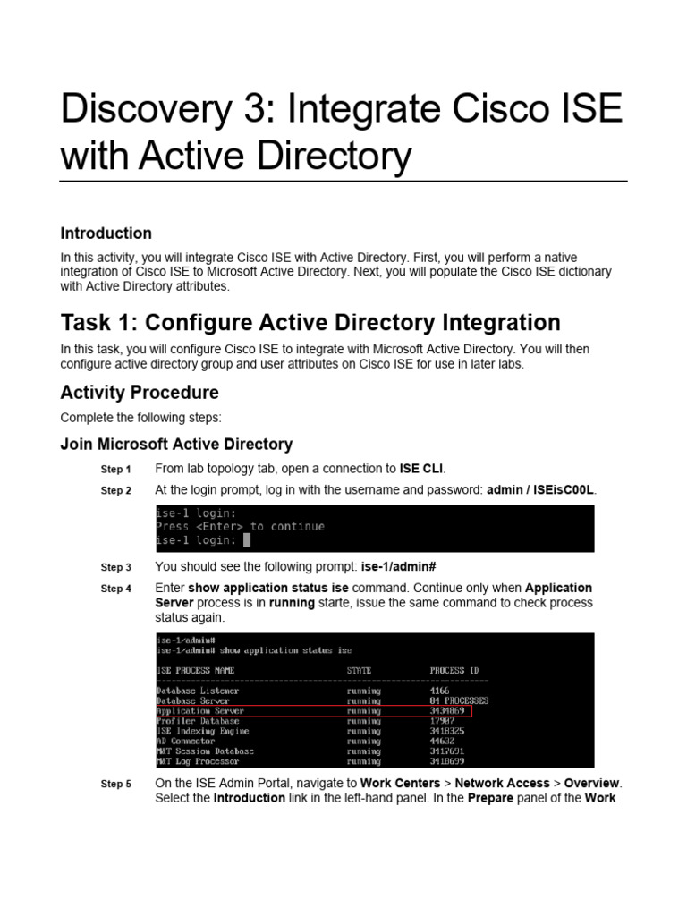 Discovery 3: Integrate Cisco ISE With Active Directory | PDF | Active Directory | Login
