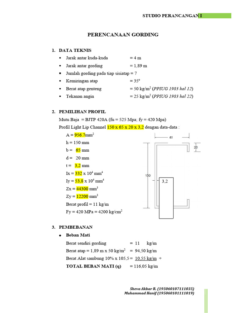 Perhitungan Gording 2022 | PDF