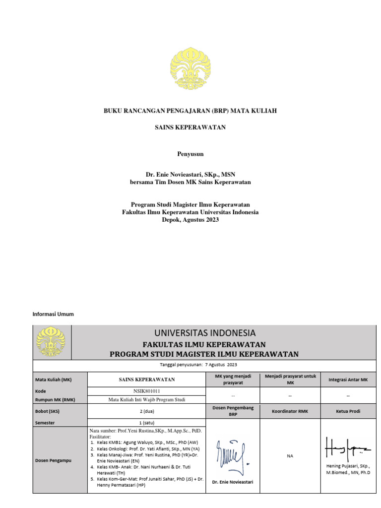 Brp S2 Mk Inti Sains Keperawatan Gasal 20232024 Pdf