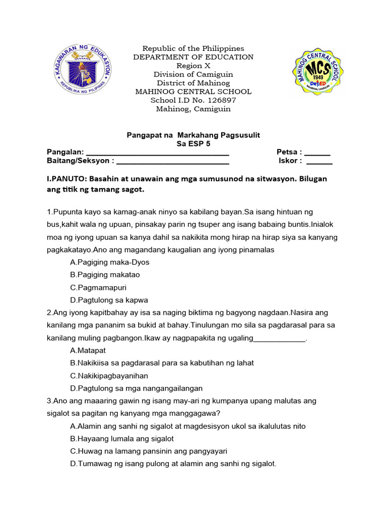 PT - Esp 5 - Q4 | PDF