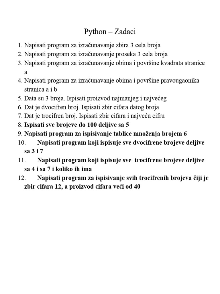Python Zadaci | PDF
