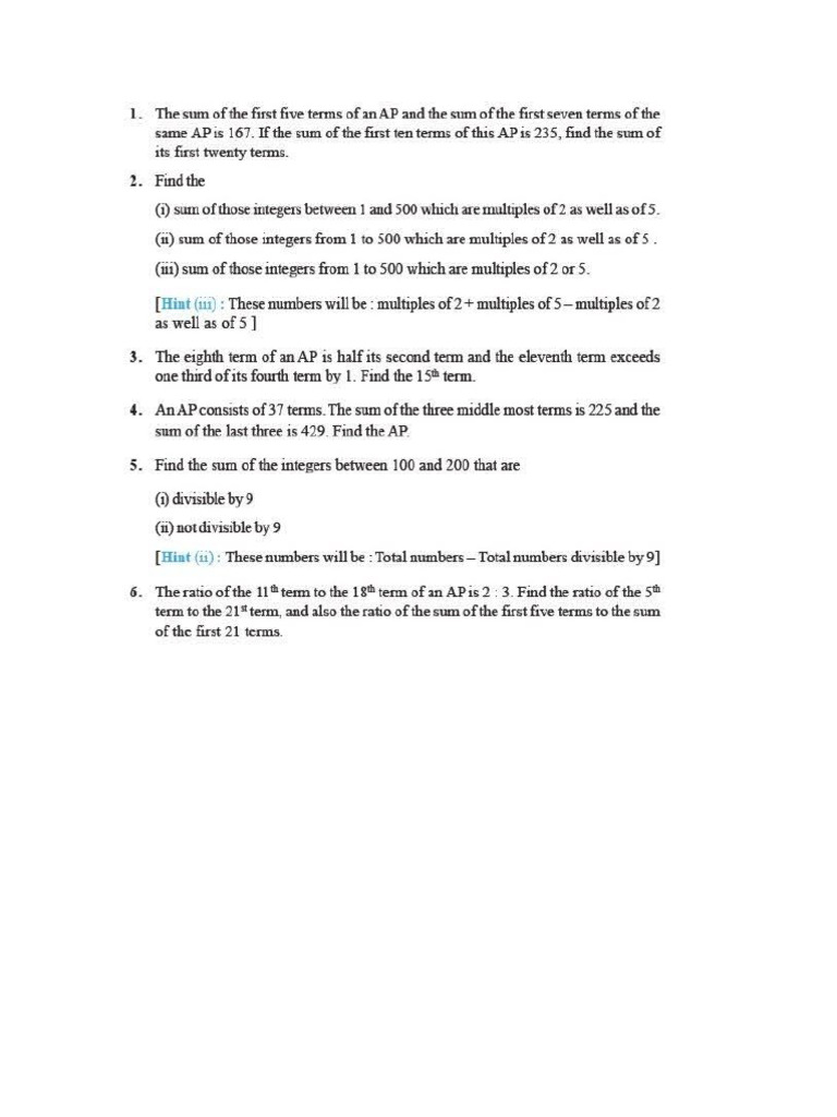 Arthmetic Progression Questions | PDF