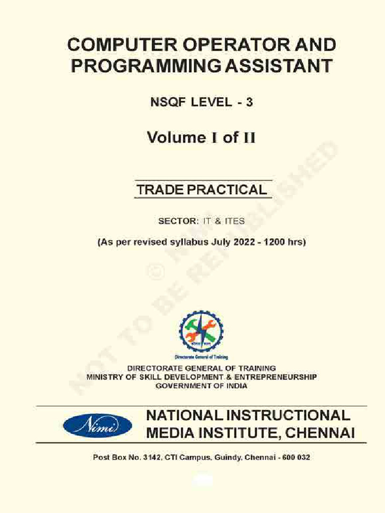 COPA - Volume I of II - TP (NSQF 2022) | PDF