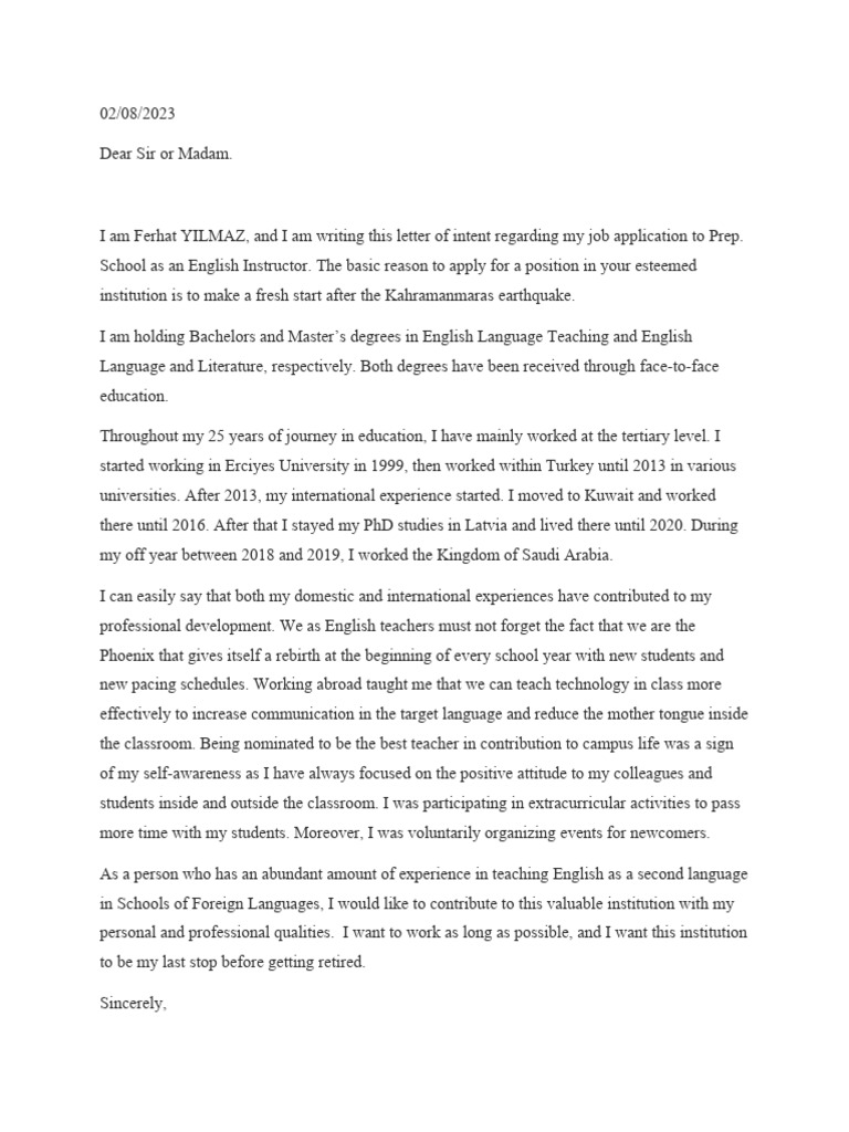 Letter of Intent For Grad School Template 2 | PDF