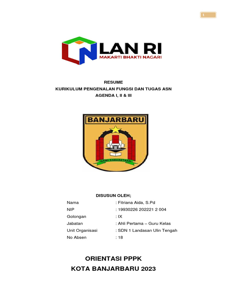 Fitriana Aida - Resume Fungsi Dan Tugas Asn | PDF