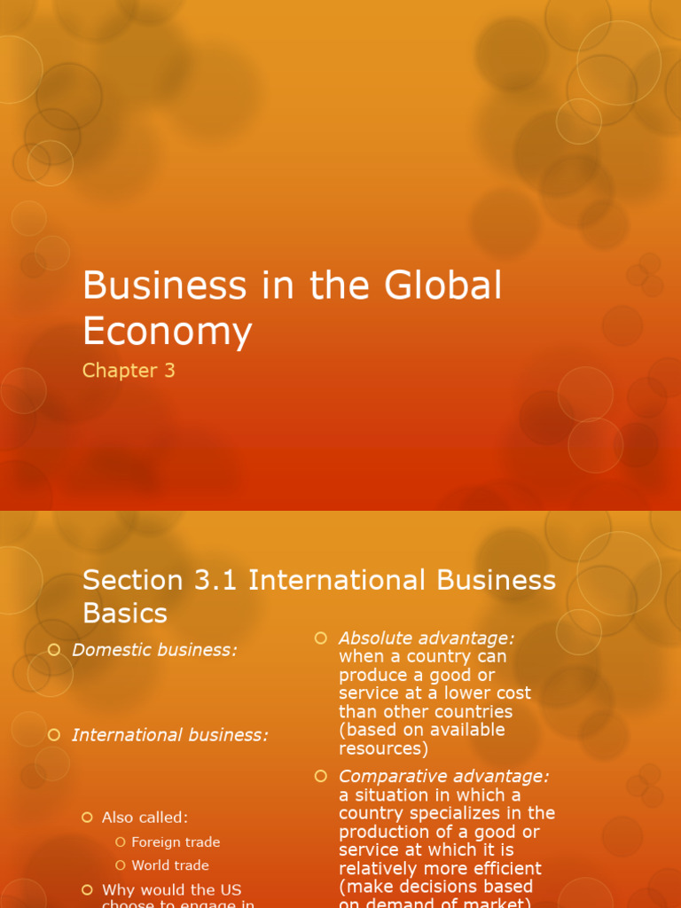 Business in The Global Economy | PDF | Balance Of Payments | Free Trade