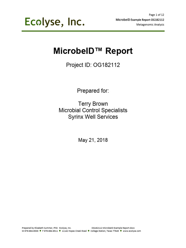 OG182112-MicrobeID-Example-Report Metagenomics Lab Report | PDF ...