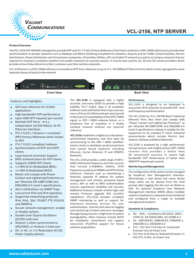 VCL 2156 NTP Server | PDF | Global Positioning System | Computer Network