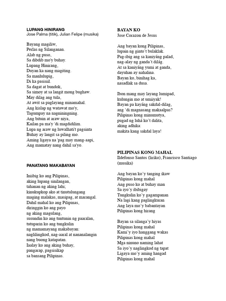 Ilang Awitin Ukol Sa - Pilipinas | PDF