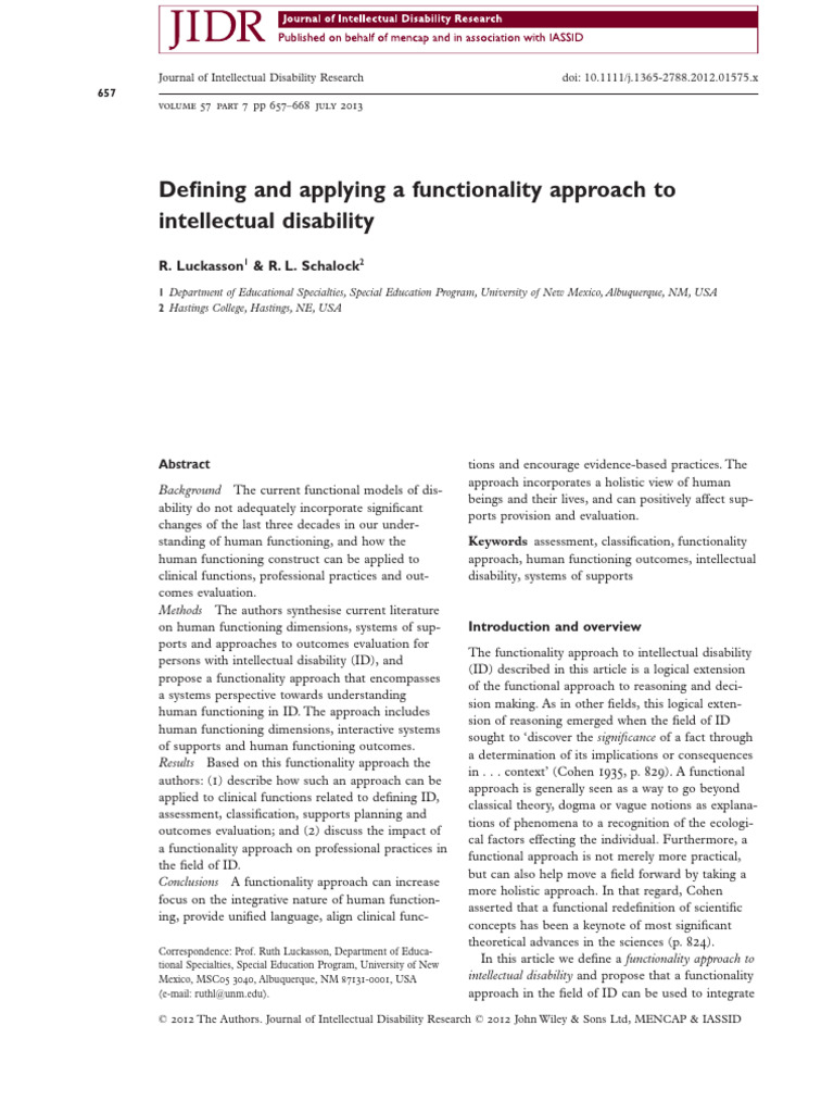 J Intellect Disabil Res - 2012 - Luckasson - Defining and Applying A ...