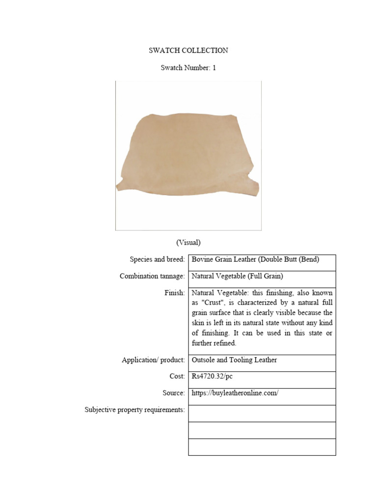Leather Studies and Processes Swatch Collection | PDF | Leather ...